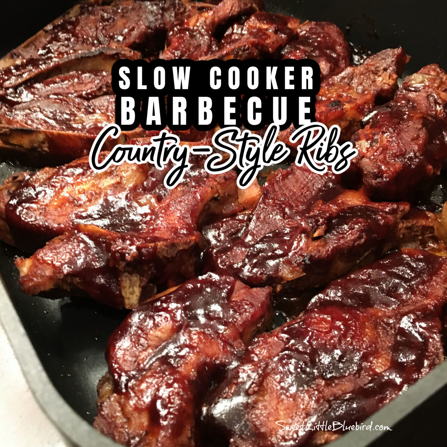 Easy Slow Cooker Barbecue Country-Style Ribs - Sweet Little Bluebird