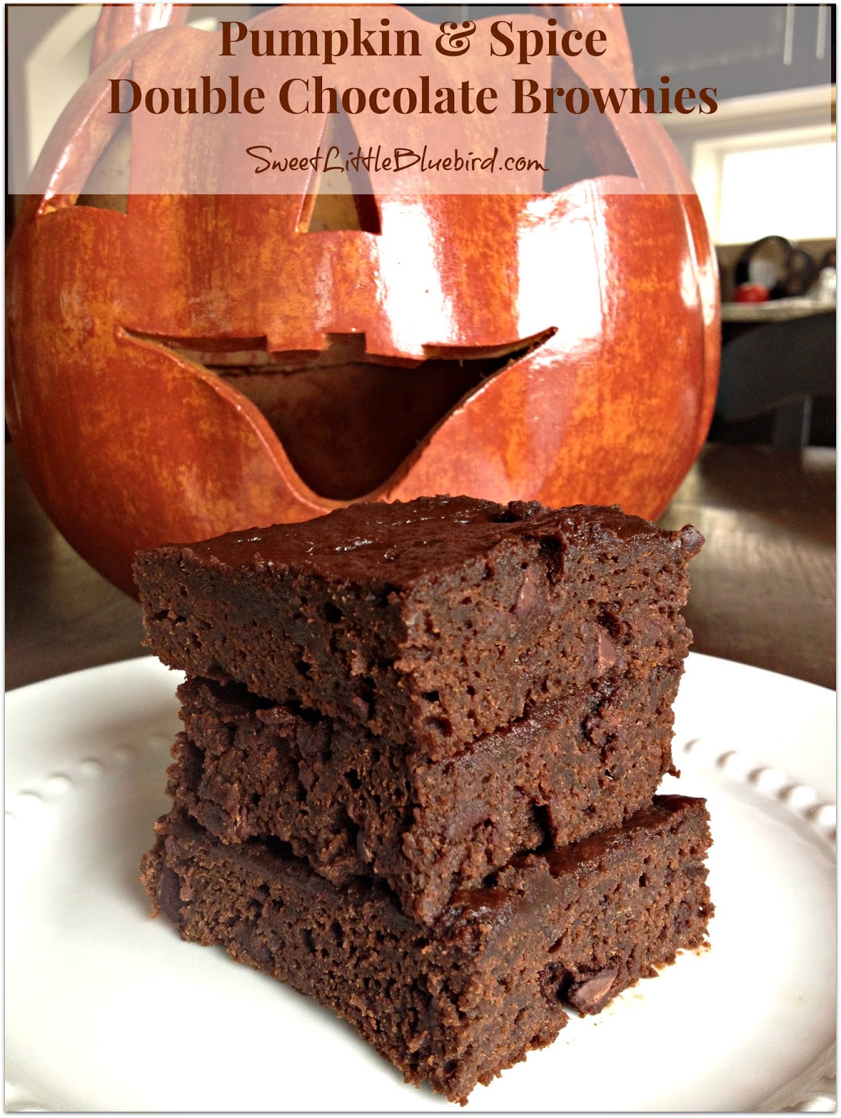 Pumpkin and Spice Double Chocolate Brownies - Sweet Little Bluebird