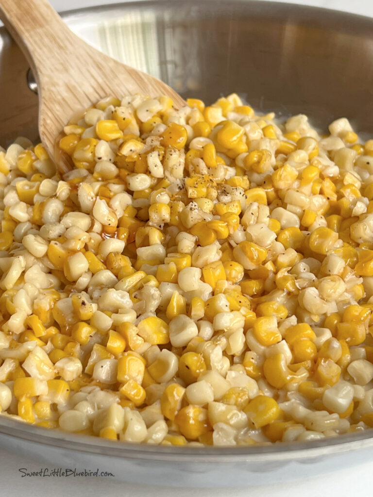 Skillet Honey Butter Corn (Regular or Hot Honey) - Sweet Little Bluebird