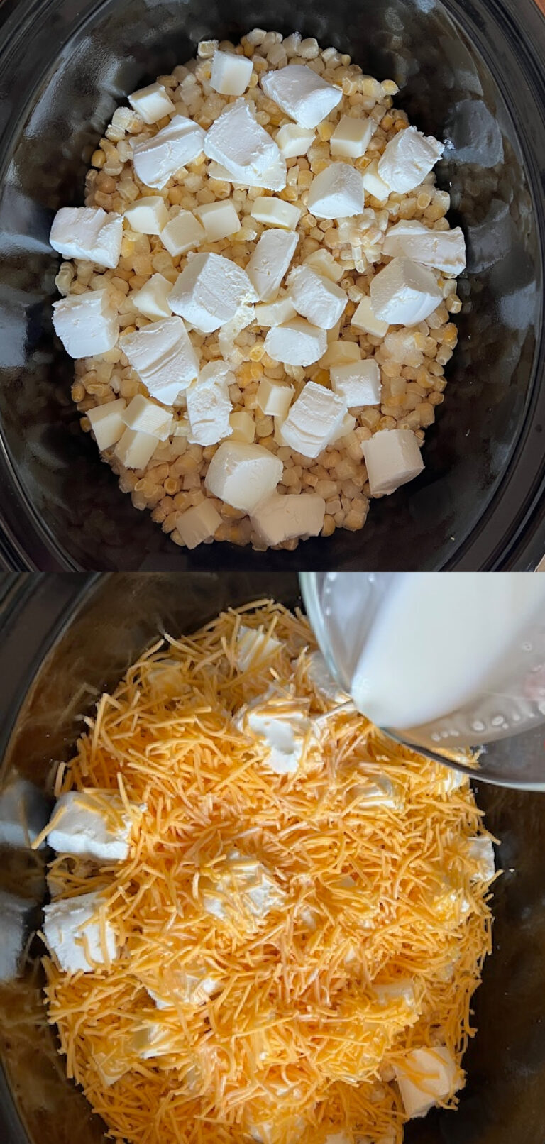 Slow Cooker Cheesy Cheddar Creamed Corn - Sweet Little Bluebird
