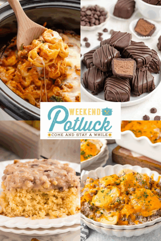 Crockpot Tortellini - Weekend Potluck 697 - Sweet Little Bluebird