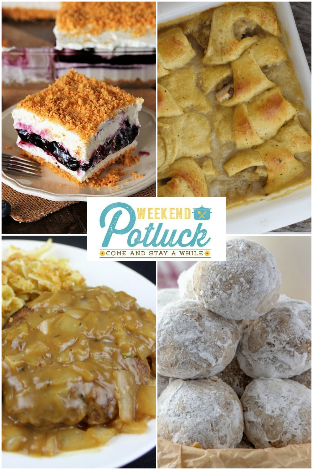 No-Bake Blueberry Yum Yum - Weekend Potluck 405 - Sweet Little Bluebird
